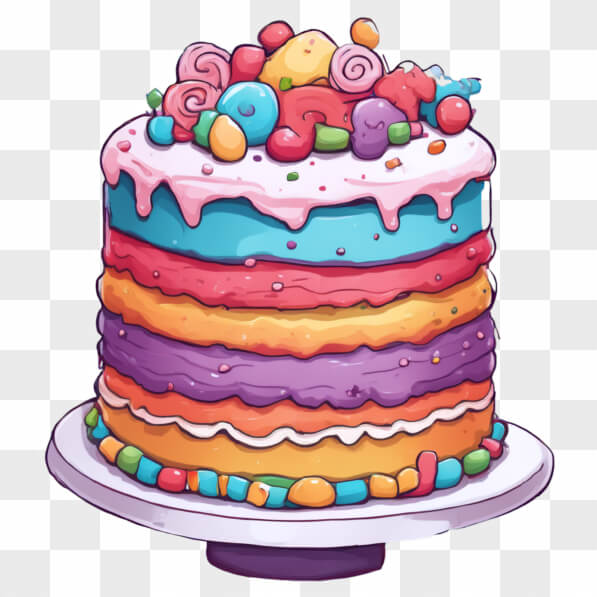 Download Colorful Multi-Layered Cake with Candies Cartoons Online ...