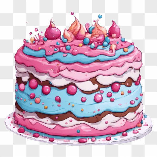 Download Colorful Layered Cake with Decorative Icing Cartoons Online ...