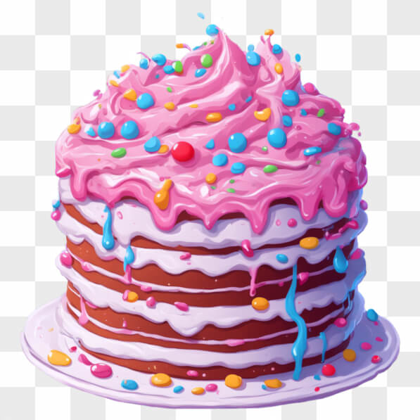 Download Colorful Layered Cake with Pink Frosting and Sprinkles ...