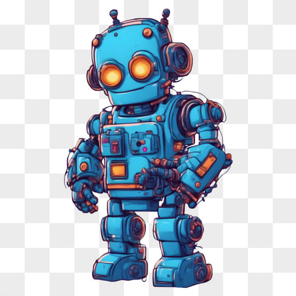 Download Cartoon Robot with Glowing Eyes Cartoons Online - Creative Fabrica