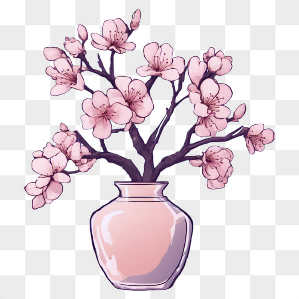 Download Cherry Blossoms in a Pink Vase Cartoons Online - Creative Fabrica