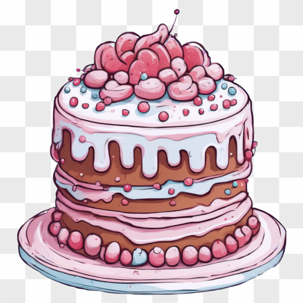 Download Whimsical Layered Cake with Colorful Frosting Cartoons Online ...