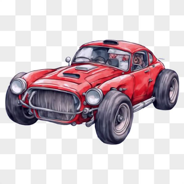 Scarica Auto sportiva rossa retrò con personaggi Cartoni animati Online ...