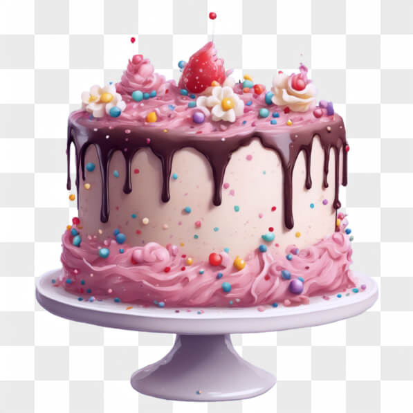 Download Colorful Celebration Cake with Chocolate Drizzle and Sprinkles ...