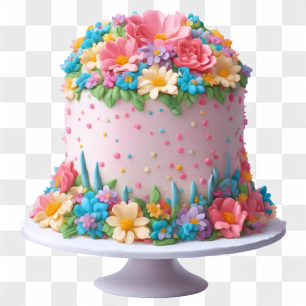 Download Colorful Flower Cake Cartoons Online - Creative Fabrica