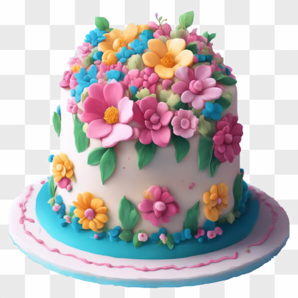 Download Colorful Flower Cake Cartoons Online - Creative Fabrica