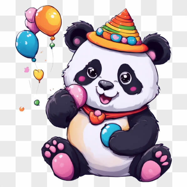 Download Celebrating Panda with Balloons Cartoons Online - Creative Fabrica