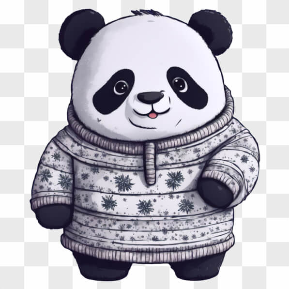 Download Cartoon Panda in Sweater Cartoons Online - Creative Fabrica