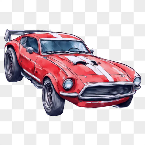 Download Stylized Red Sports Car with Racing Stripes Cartoons Online ...