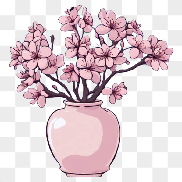 Descarga Flores Rosadas en un Jarrón Cartoons En Línea - Creative Fabrica
