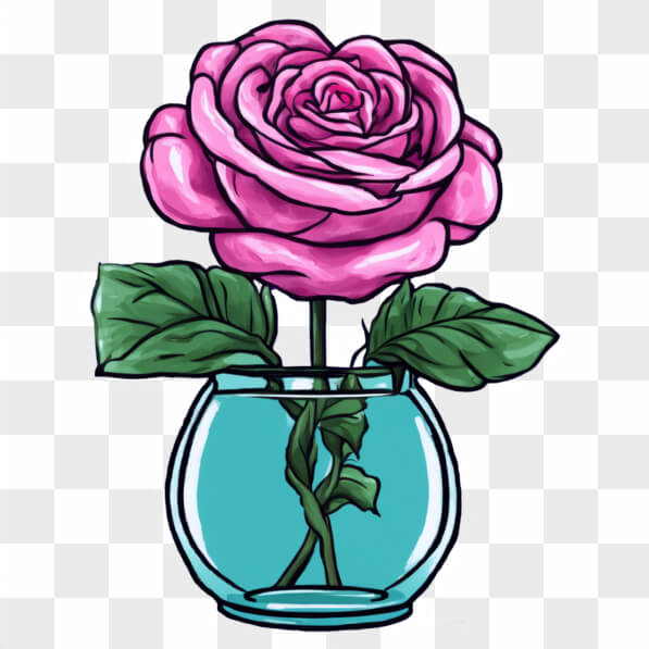 Download Illustrated Pink Rose in a Glass Vase Cartoons Online ...