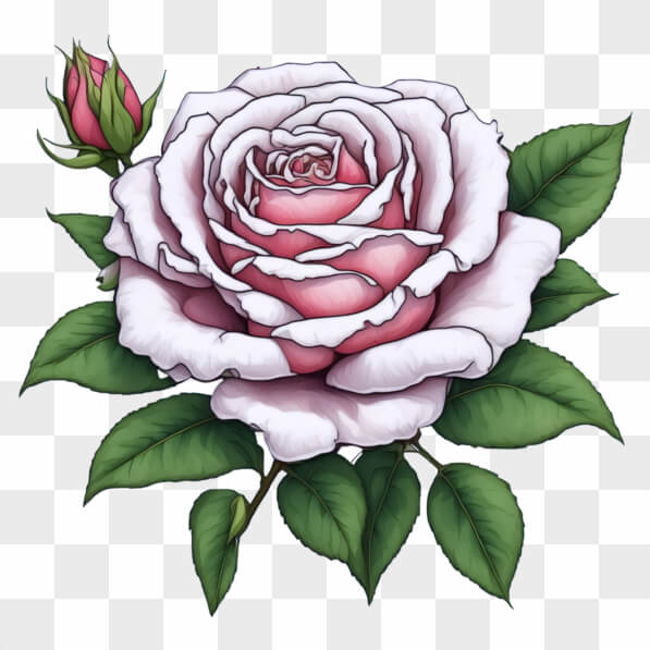 Download Illustrated Rose with Leaves Cartoons Online - Creative Fabrica