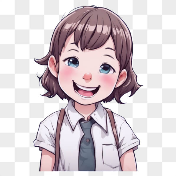 Descarga Personaje animado alegre con cabello corto castaño Cartoons En ...