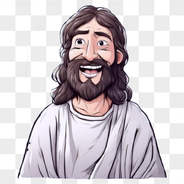 Download Cheerful Cartoon Character with Long Hair and Beard Cartoons ...