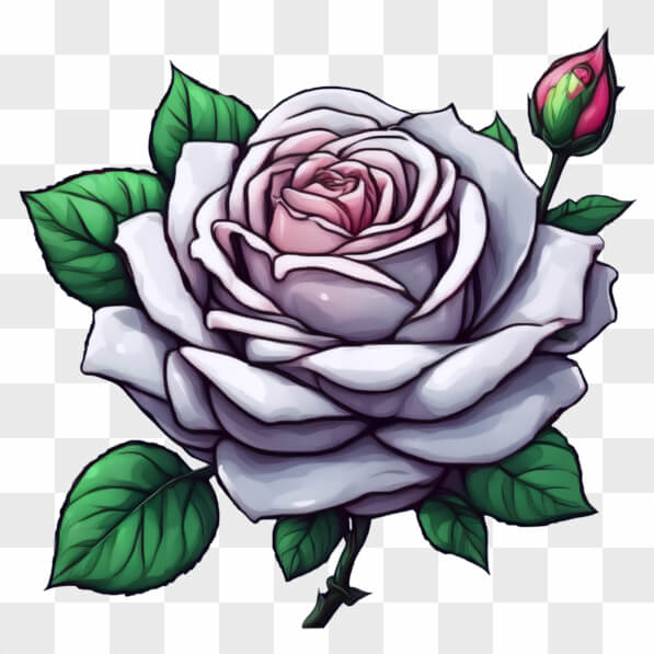 Download Illustration of a Rose with Bud Cartoons Online - Creative Fabrica