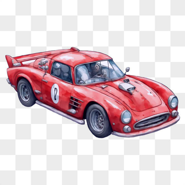 Download Vintage Red Racing Car Cartoons Online - Creative Fabrica