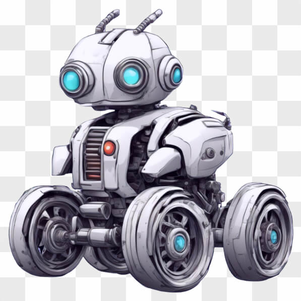 Descarga Robot de dibujos animados lindo con ojos azules y ruedas ...