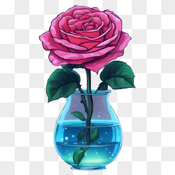 Download Pink Rose in Glass Vase Cartoons Online - Creative Fabrica