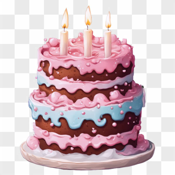 Download Three-Tiered Birthday Cake with Candles Cartoons Online ...
