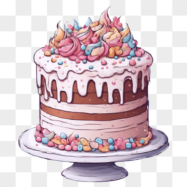 Download Colorful Layered Cake with Meringue Topping Cartoons Online ...