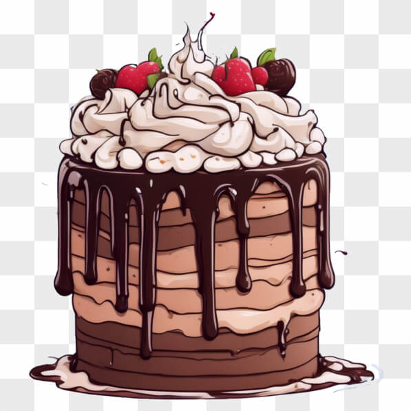Download Decadent Chocolate Cake with Whipped Cream and Strawberries ...