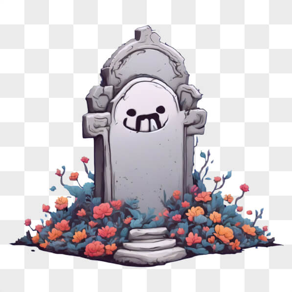 Download Whimsical Gravestone Surrounded by Flowers Cartoons Online ...