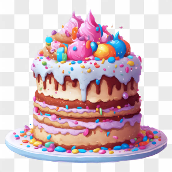 Download Colorful Layered Cake with Sprinkles Cartoons Online ...