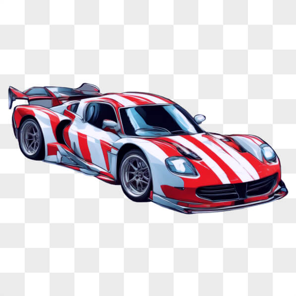 Download Stylized Racing Car with Red and White Stripes Cartoons Online ...