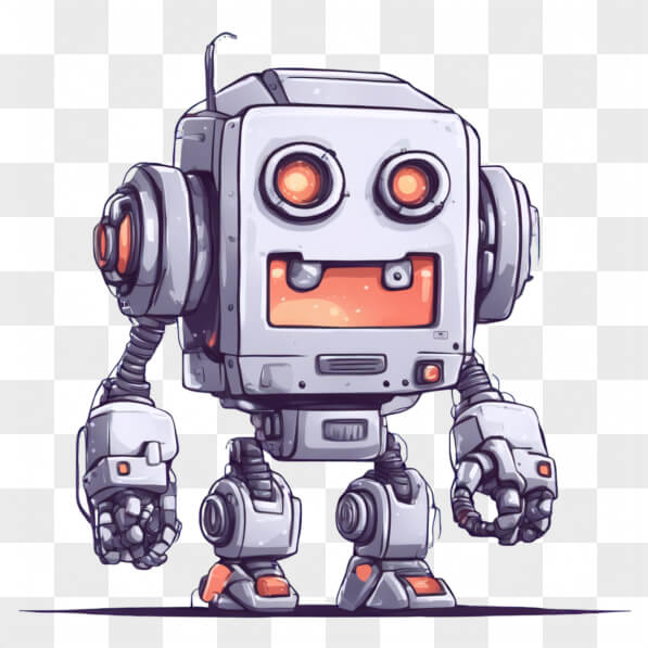 Descarga Robot de dibujos animados amigable con acentos naranjas ...