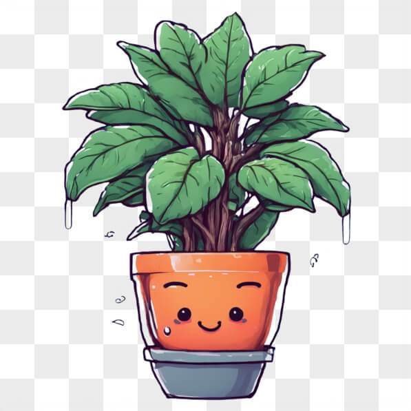 Download Cute Cartoon Plant in Orange Pot Cartoons Online - Creative ...