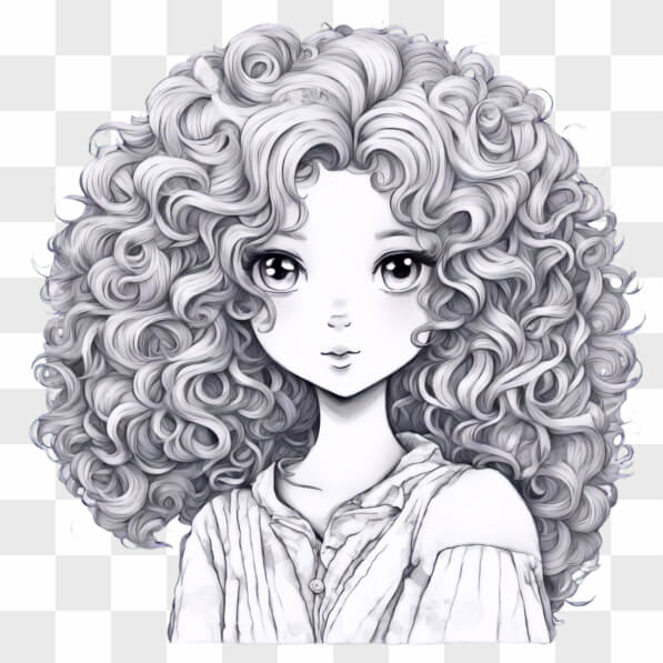 Download Stylized Illustration of a Girl with Curly Hair Cartoons ...