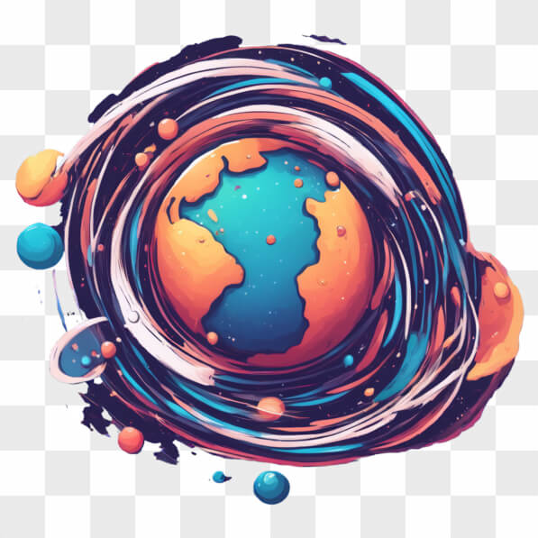 Download Colorful Earth Surrounded by Cosmic Elements Cartoons Online ...