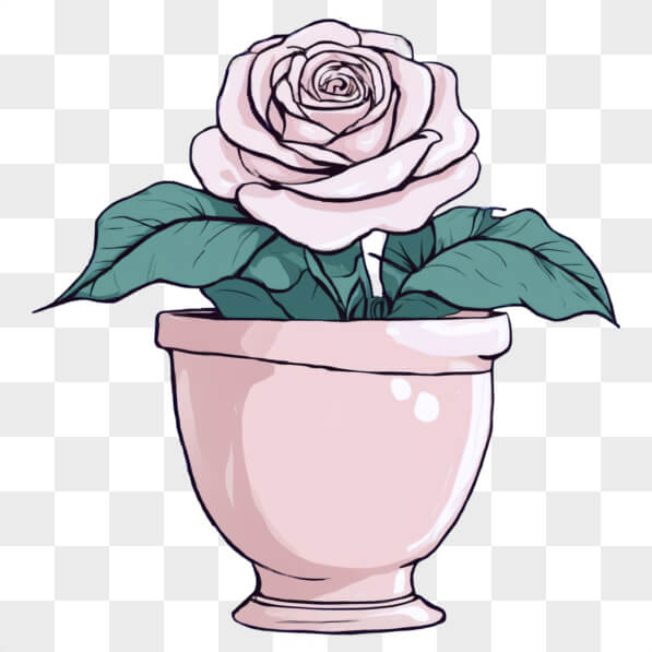 Descarga Rosa Elegante en Maceta Rosa Cartoons En Línea - Creative Fabrica