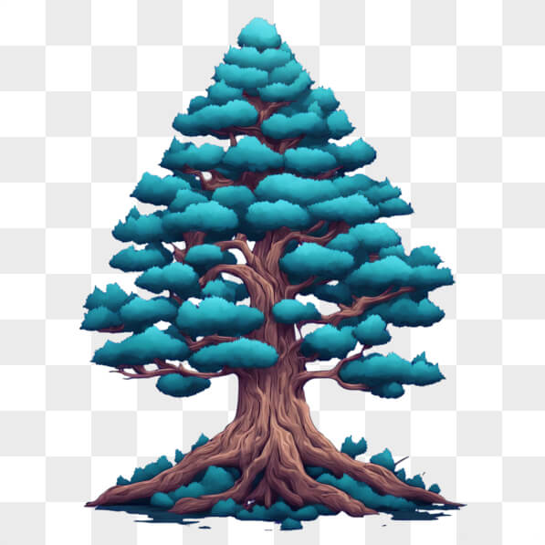 Download Stylized Tree with Turquoise Foliage Cartoons Online ...