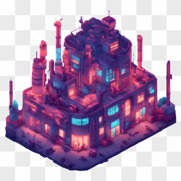 Download Futuristic Industrial Complex with Neon Lights Cartoons Online ...