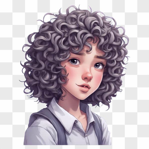 Download Young Girl with Curly Hair Cartoons Online - Creative Fabrica