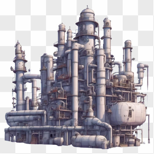 Download Industrial Complex with Towers and Pipes Cartoons Online ...