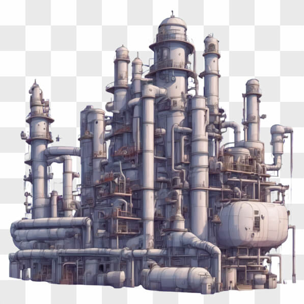 Download Intricate Industrial Complex with Pipes and Towers Cartoons ...