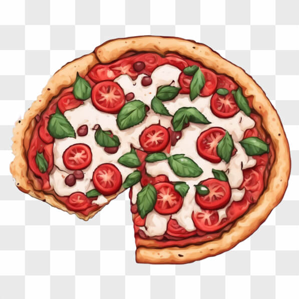 Download Fresh Tomato and Basil Pizza Cartoons Online - Creative Fabrica
