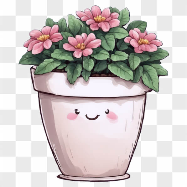 Download Cute Illustrated Flower Pot with Pink Flowers Cartoons Online ...