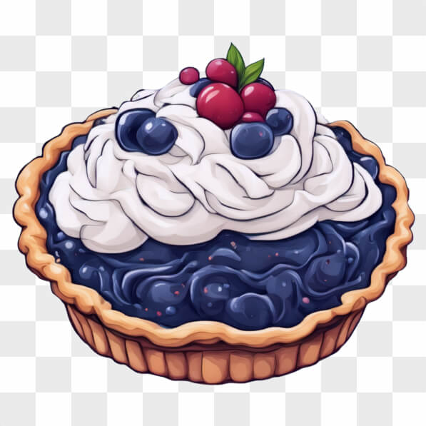 Download Blueberry Pie with Whipped Cream and Berries Cartoons Online ...