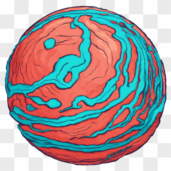Download Stylized Planet with Red and Turquoise Patterns Cartoons ...