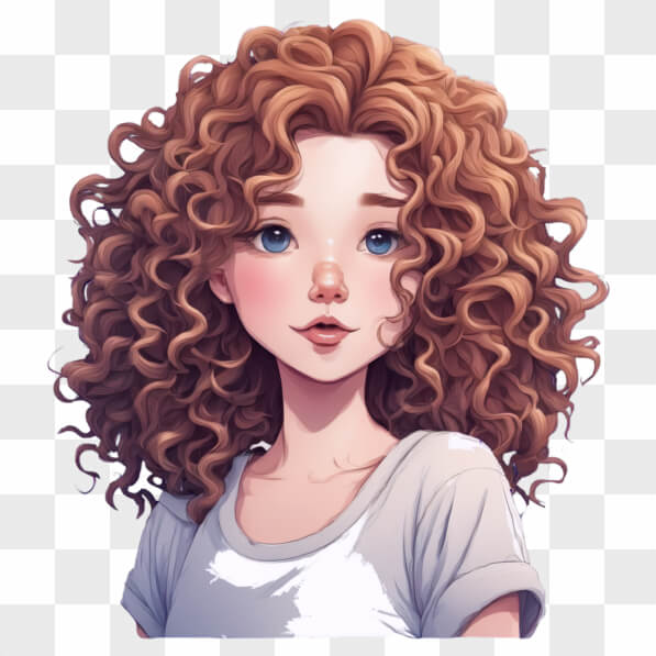 Download Illustration of a Young Girl with Curly Hair Cartoons Online ...