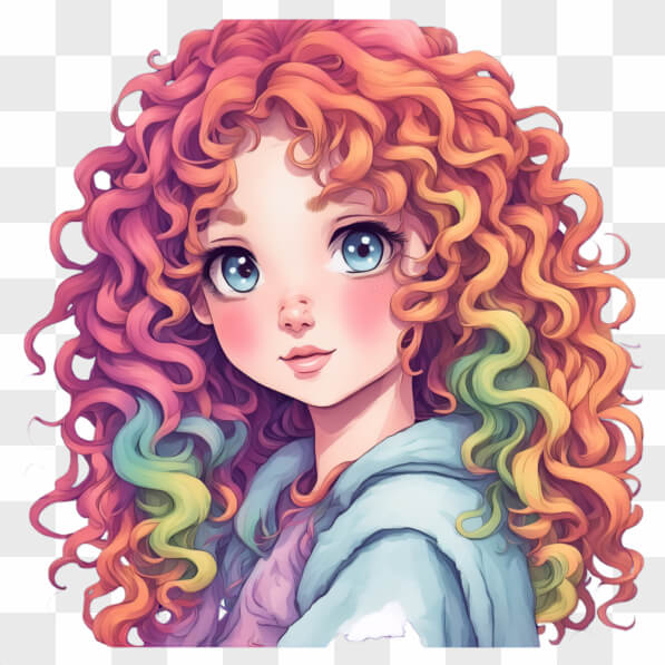 Download Whimsical girl with colorful curly hair Cartoons Online ...