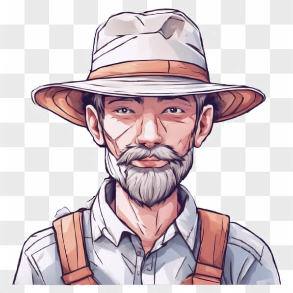 Descarga Retrato de un hombre mayor con sombrero Cartoons En Línea - Creative Fabrica