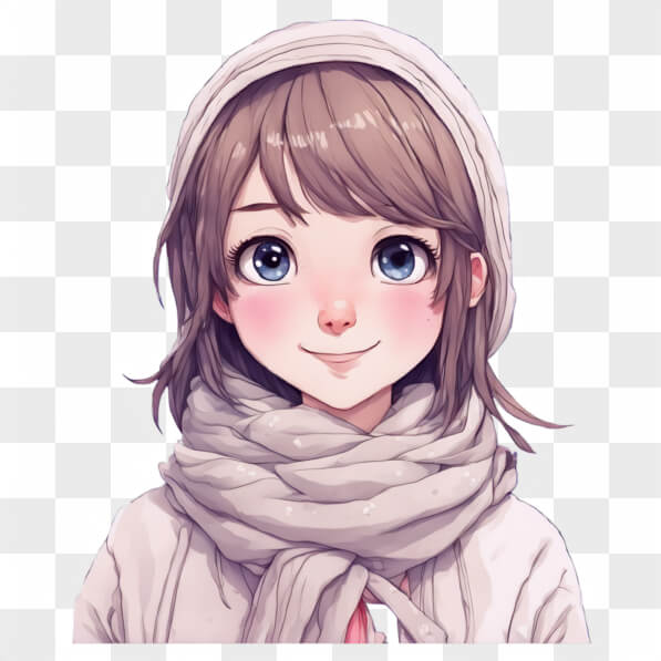 Descarga Ilustración de chica estilo anime con bufanda Cartoons En ...