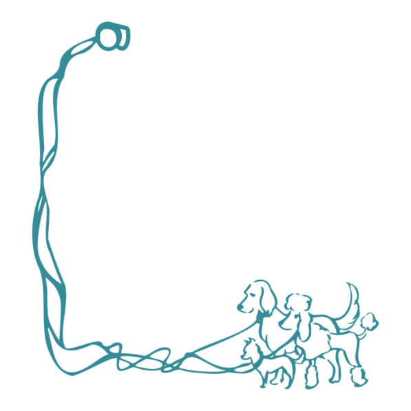 Download A whimsical illustration of three dogs with leashes Borders ...