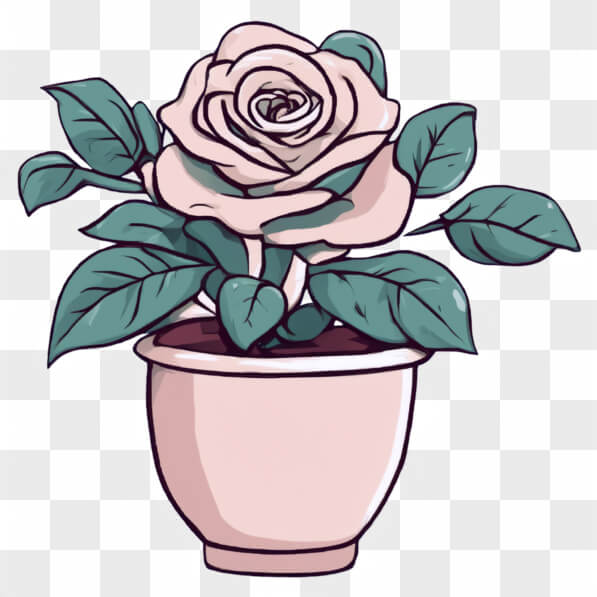 Download Illustrated Rose Plant in Pot Cartoons Online - Creative Fabrica