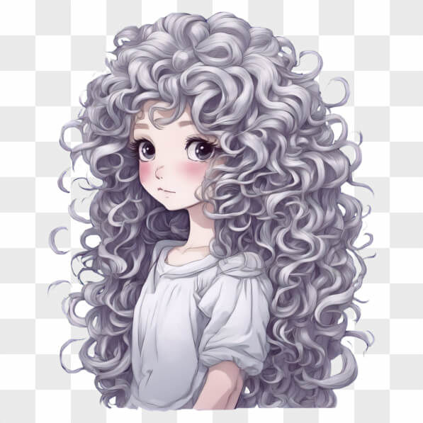 Download Stylized illustration of a girl with curly hair Cartoons ...