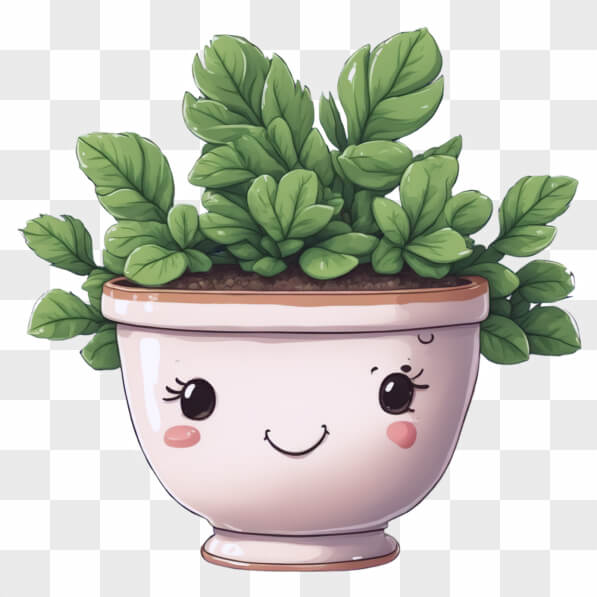 Download Cute Animated Plant Pot with Lush Green Leaves Cartoons Online ...